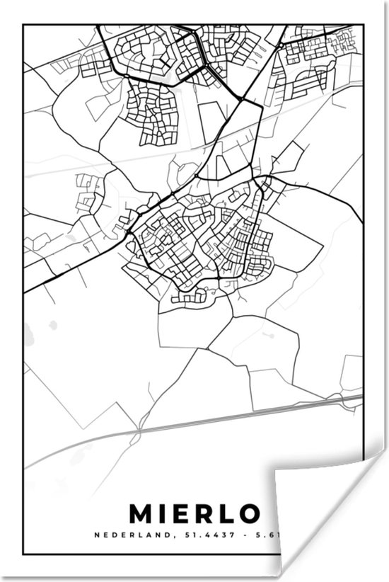 Poster Mierlo - Plattegrond - Kaart - Stadskaart - 40x60 cm | bol.com