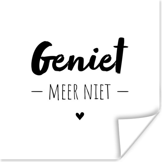Poster Tekst - Geniet meer niet - Genieten - Quotes - 50x50 cm | bol