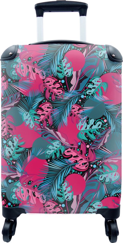 Valise - Feuilles - Hawaï - Design - Rose - Blauw - Bagage à main cm ...