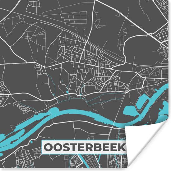Poster Oosterbeek - Kaart - Stadskaart - Plattegrond. - 50x50 cm | bol