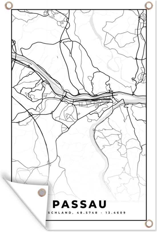 Muurdecoratie Kaart - Passau - Stadskaart - Plattegrond - 120x180 cm ...