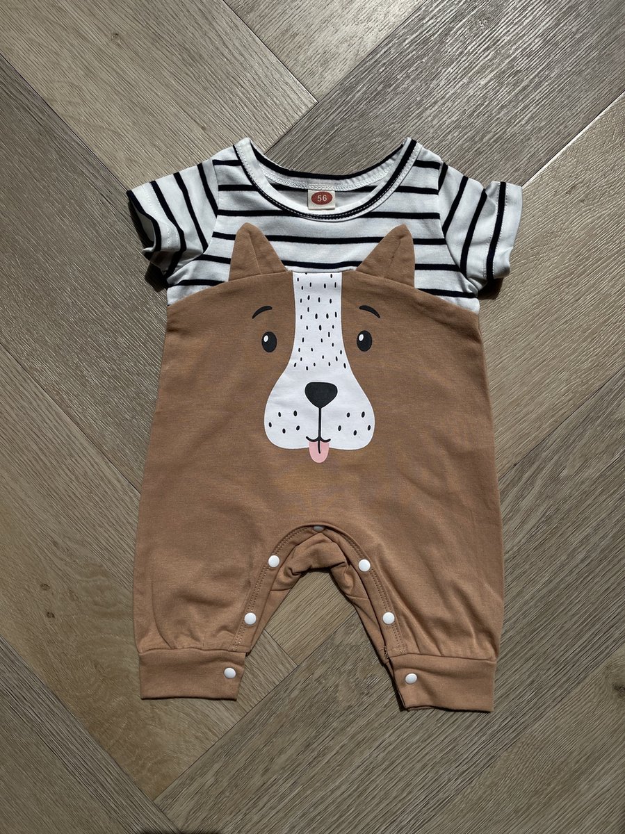Jumpsuit baby jongen - newborn kleding - maat 56 - hond - gestreept ...