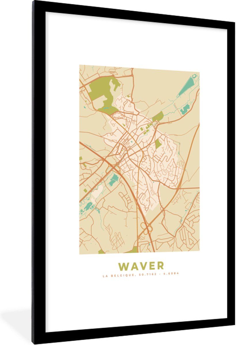 Cadre photo avec affiche - Rétro - Carte - Wavre - Plan de la ville ...