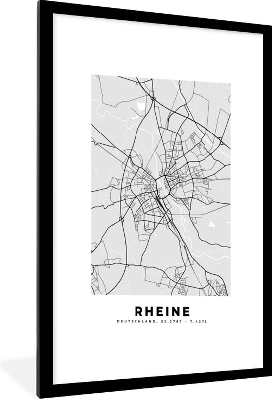 Fotolijst incl. Poster - Plattegrond - Duitsland - Rheine - Stadskaart ...