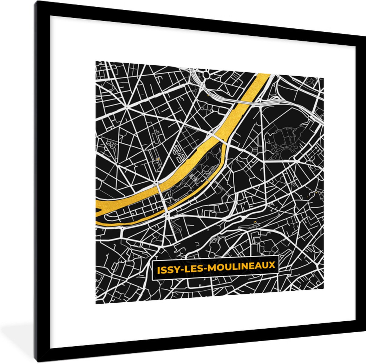 Fotolijst incl. Poster - Plattegrond – Issy-les-Moulineaux – Stadskaart ...