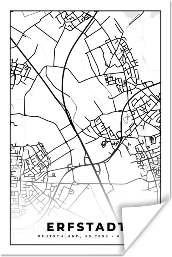 Poster Stadskaart - Kaart - Plattegrond - Erfstadt - 60x90 cm | bol.com