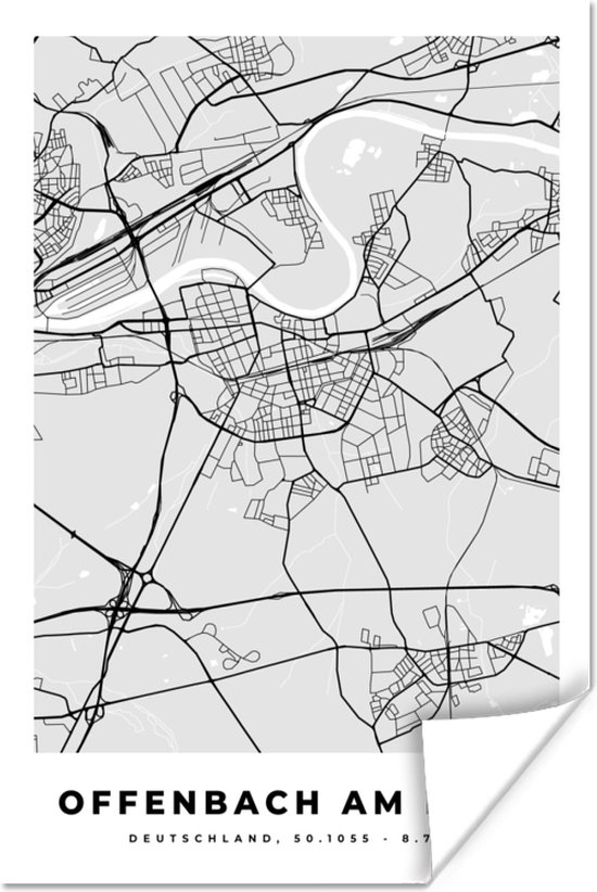 Poster Offenbach Am Main - Kaart - Stadskaart - Plattegrond - Duitsland ...