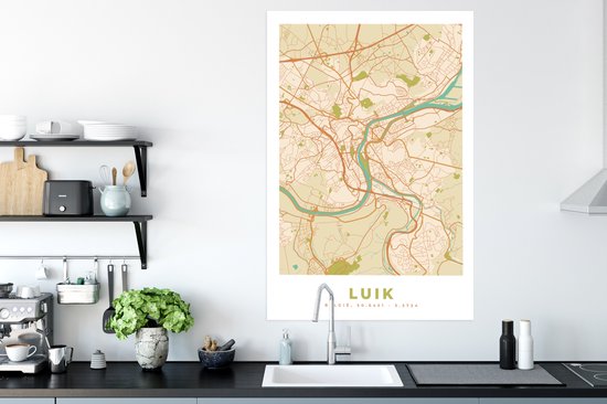 Poster Luik - Luik - Stadskaart - Kaart - Plattegrond - 80x120 cm | bol