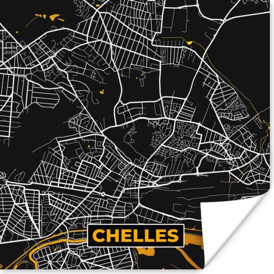 Poster Kaart – Stadskaart – Chelles - Plattegrond – Frankrijk - 100x100 ...
