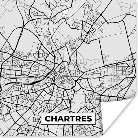 Affiche Chartres - Carte - France - Carte - Plan de la ville - 75x75 cm ...