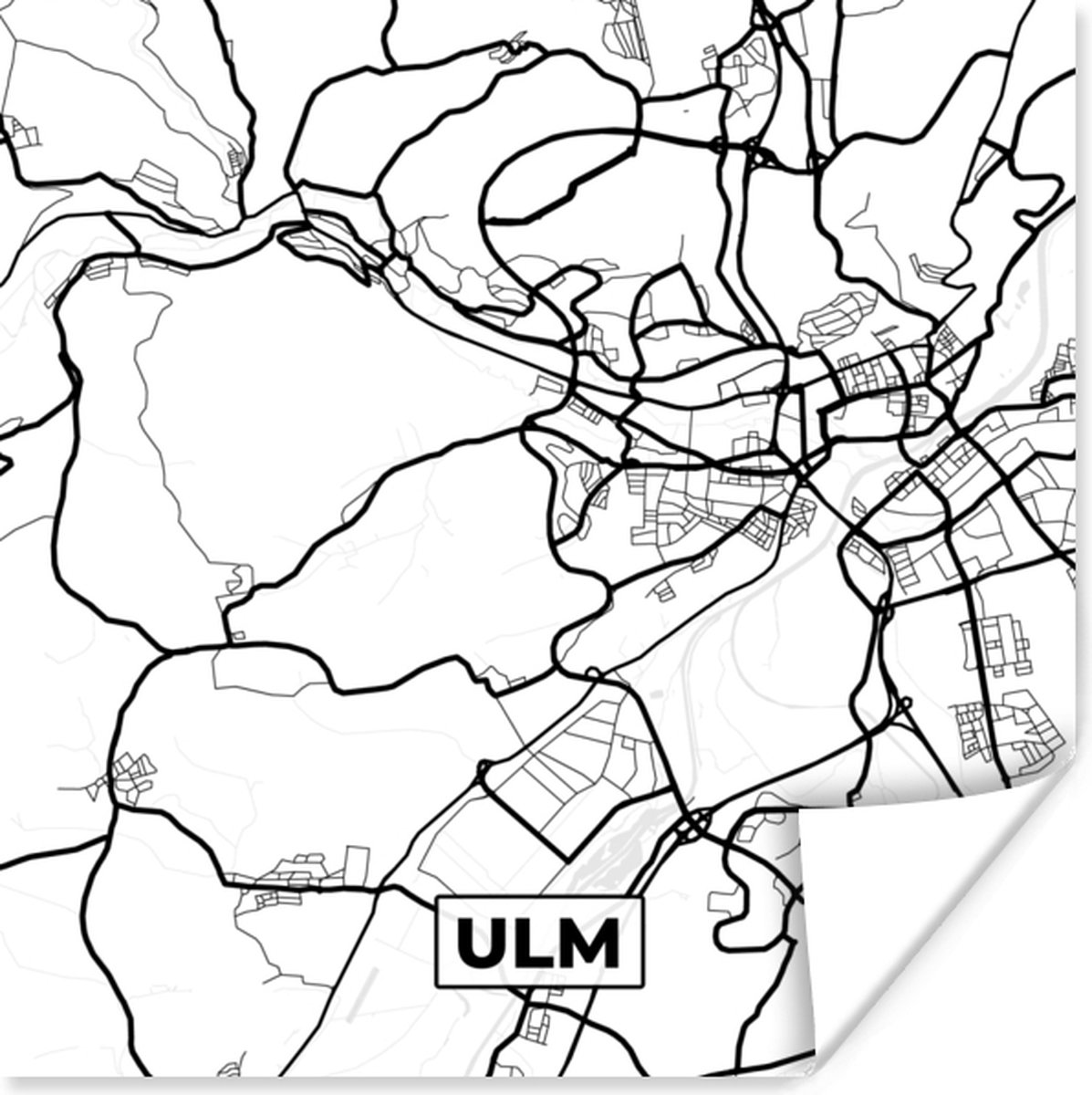 Poster Plattegrond - Ulm - Kaart - Stadskaart - 75x75 cm | bol.com