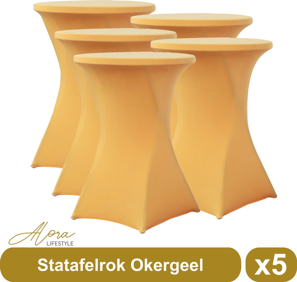 Statafelrok okergeel 80 cm - per 5 - partytafel - Alora tafelrok voor statafel -... | bol.com