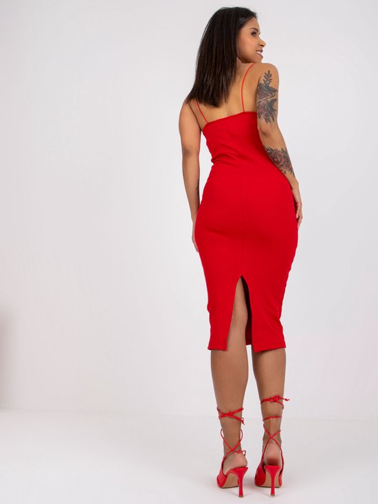 Rood Body-tight Basic Dames Jurk op Spaghetti Bandjes maat S | bol