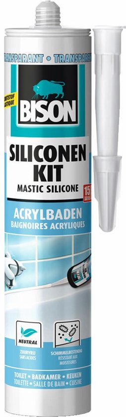 Bison Siliconenkit Acrylbaden Koker - Transparant - 310 ml | bol