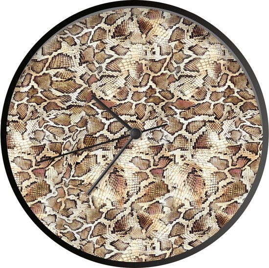 Klok - Ø 30 cm - Slang - Dieren - Design - Zwart - Wandklok | bol