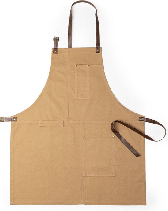 Keukenschort - Kookschort - Voor mannen en vrouwen - Katoen - kaki | bol