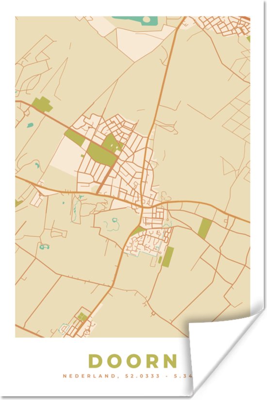 Poster Doorn - Plattegrond - Kaart - Stadskaart - 80x120 cm | bol