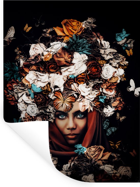 Muurstickers - Sticker Folie - Bloemen - Vlinder - Vrouwen - Hoofddoek ...