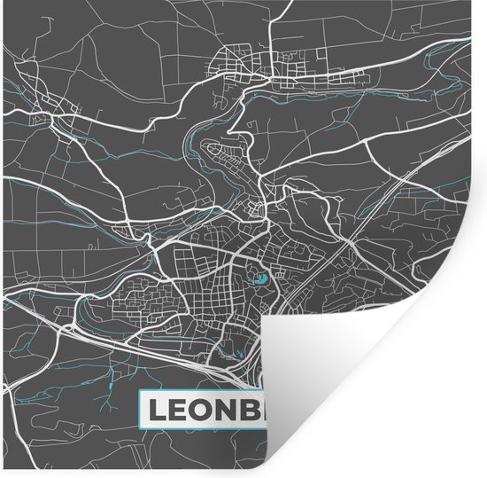 Muurstickers - Sticker Folie - Leonberg – Stadskaart – Blauw ...