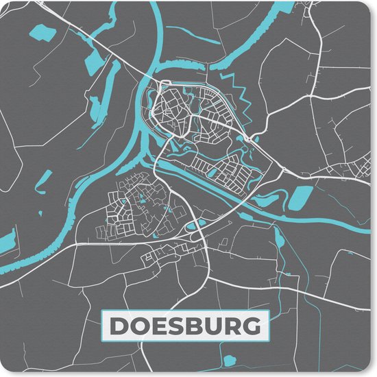 Muismat - Mousepad - Doesburg - Blauw - Kaart - Plattegrond ...
