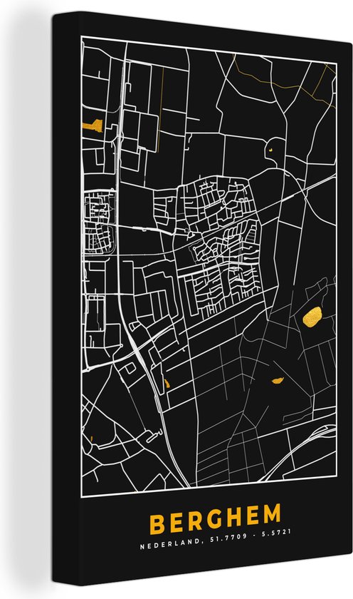 Canvas Schilderij Goud - Plattegrond - Berghem - Kaart - Stadskaart ...