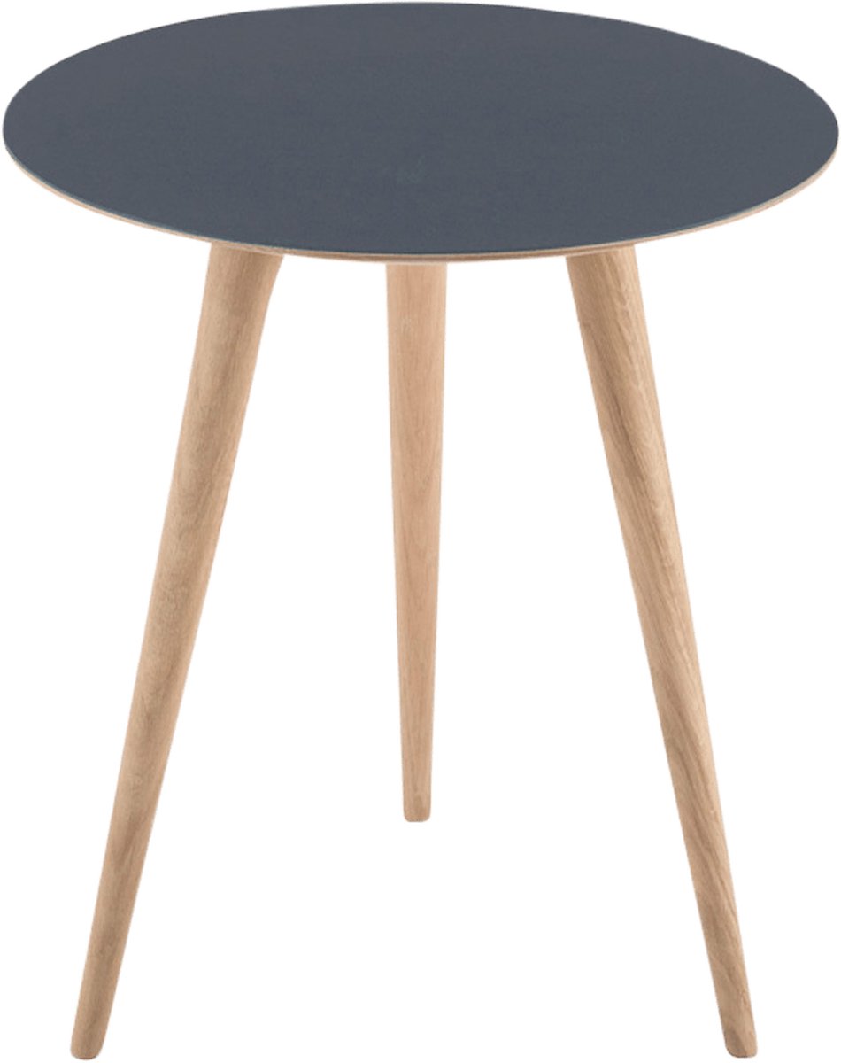 Gazzda Arp side table houten bijzettafel whitewash - met linoleum tafelblad smokey... | bol.com