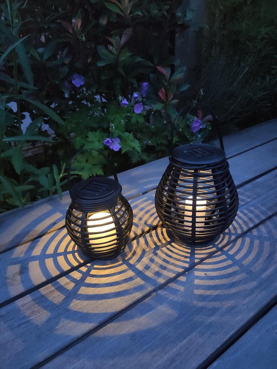 FlinQ Solar Light Lantaarn Set Gemini - Set van 2 Lantaarns - 16cm en ...