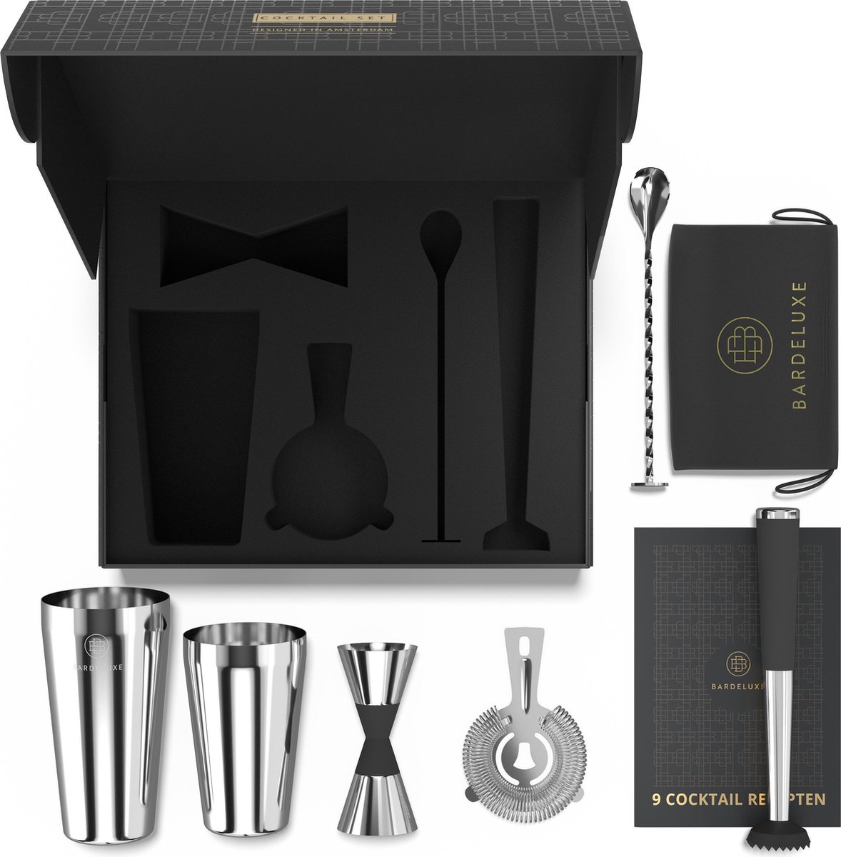 BarDeluxe® Bosten Shaker Cocktail Set - 5-Delig - Boston Shaker ...