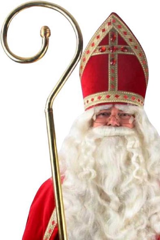 Staf van Sinterklaas matgoud metaal 200 cm 5-delig | bol