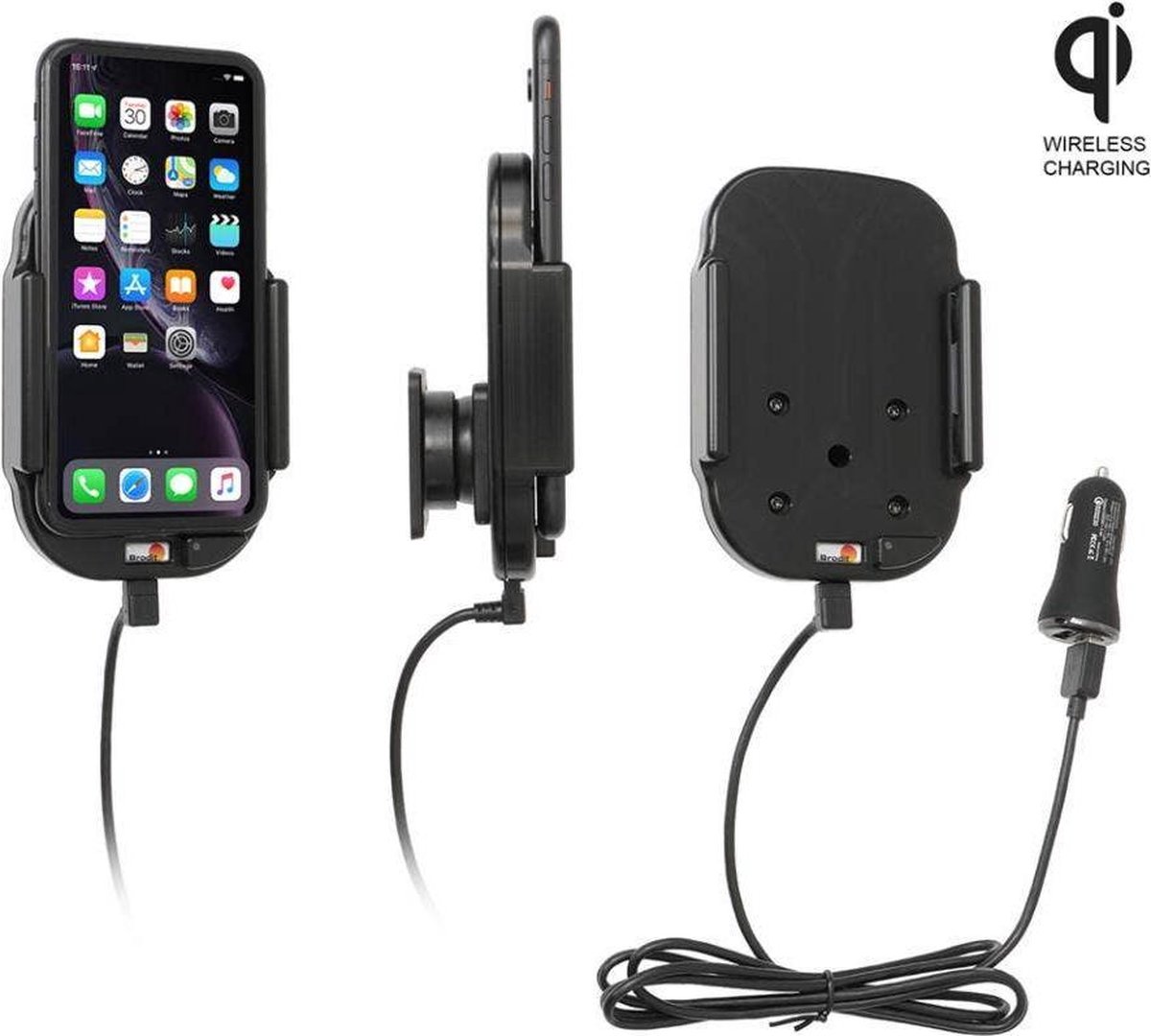 Brodit houder - Apple iPhone XR / 11 QI wireless houder met 12V USB ...