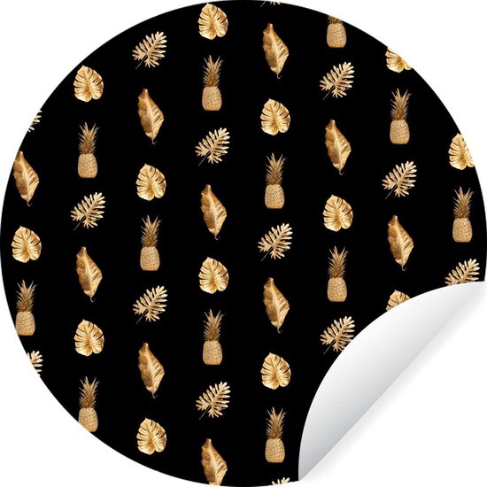 WallCircle - Muurstickers - Behangcirkel - Bladeren - Goud - Patronen - ⌀ 120 cm -... | bol
