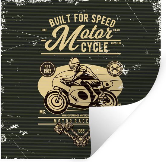 Muurstickers - Sticker Folie - Motor - Man - Tekening - Retro - 50x50 ...