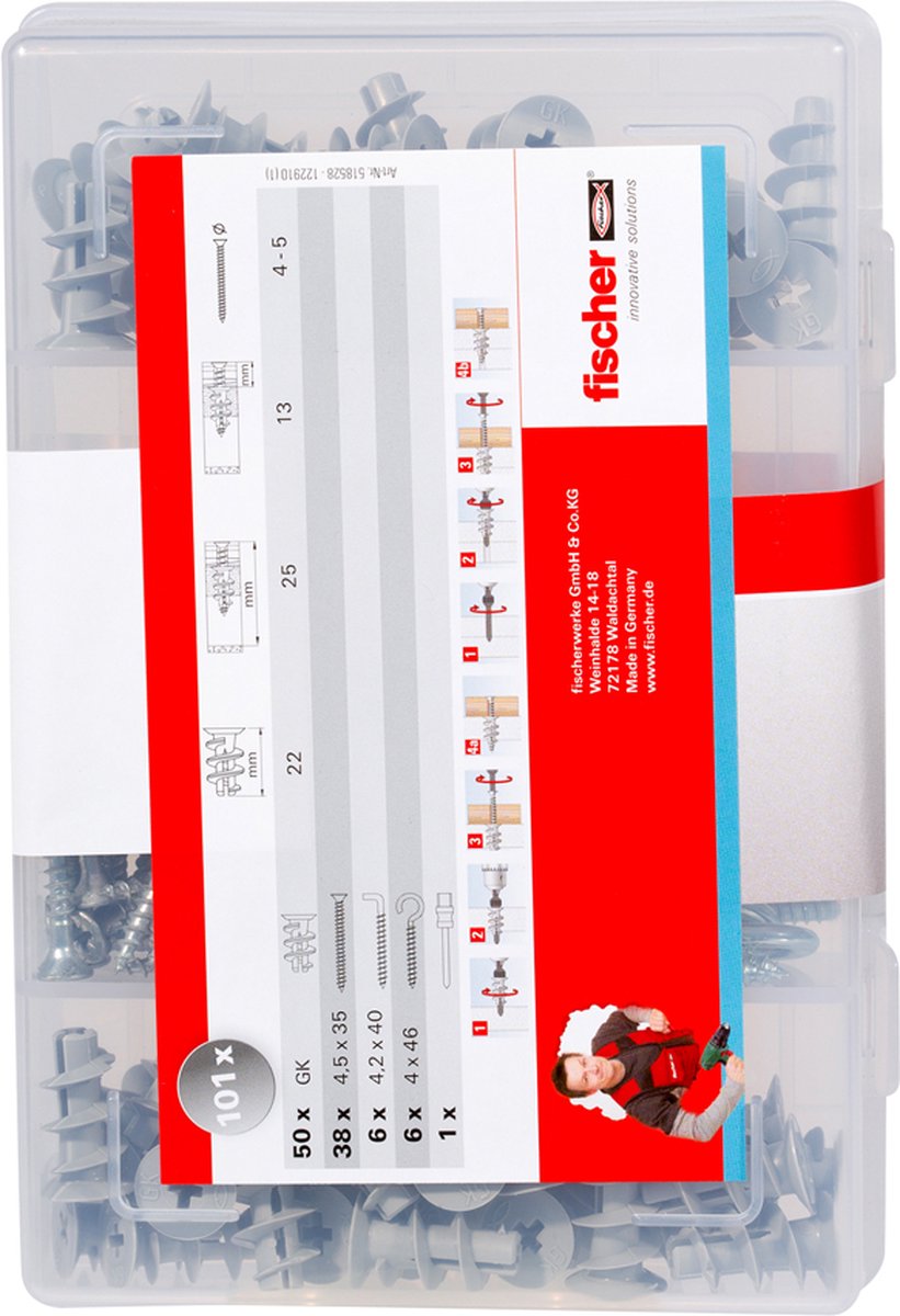 Fischer Pluggenset DHZ box met gk/gipsplaatpluggen+schroeven 518528 | bol