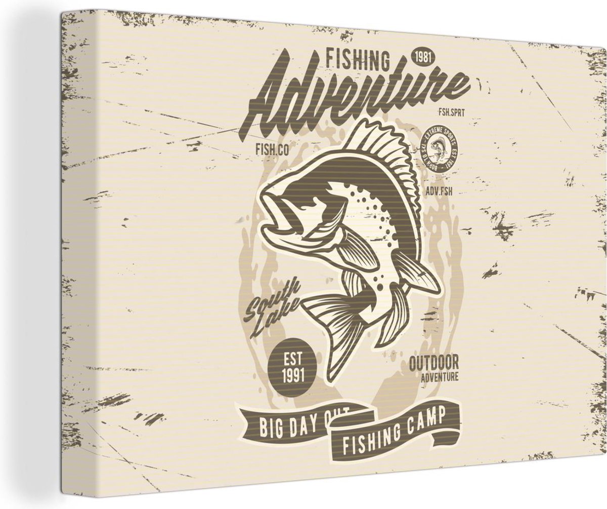 Tableau Peinture Pêche - Lettres - Vintage - Dessin - 30x20 cm ...