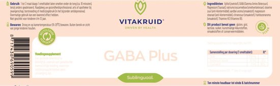 GABA Plus sublinguaal - Vitakruid - 180 smelttabletten | bol.com