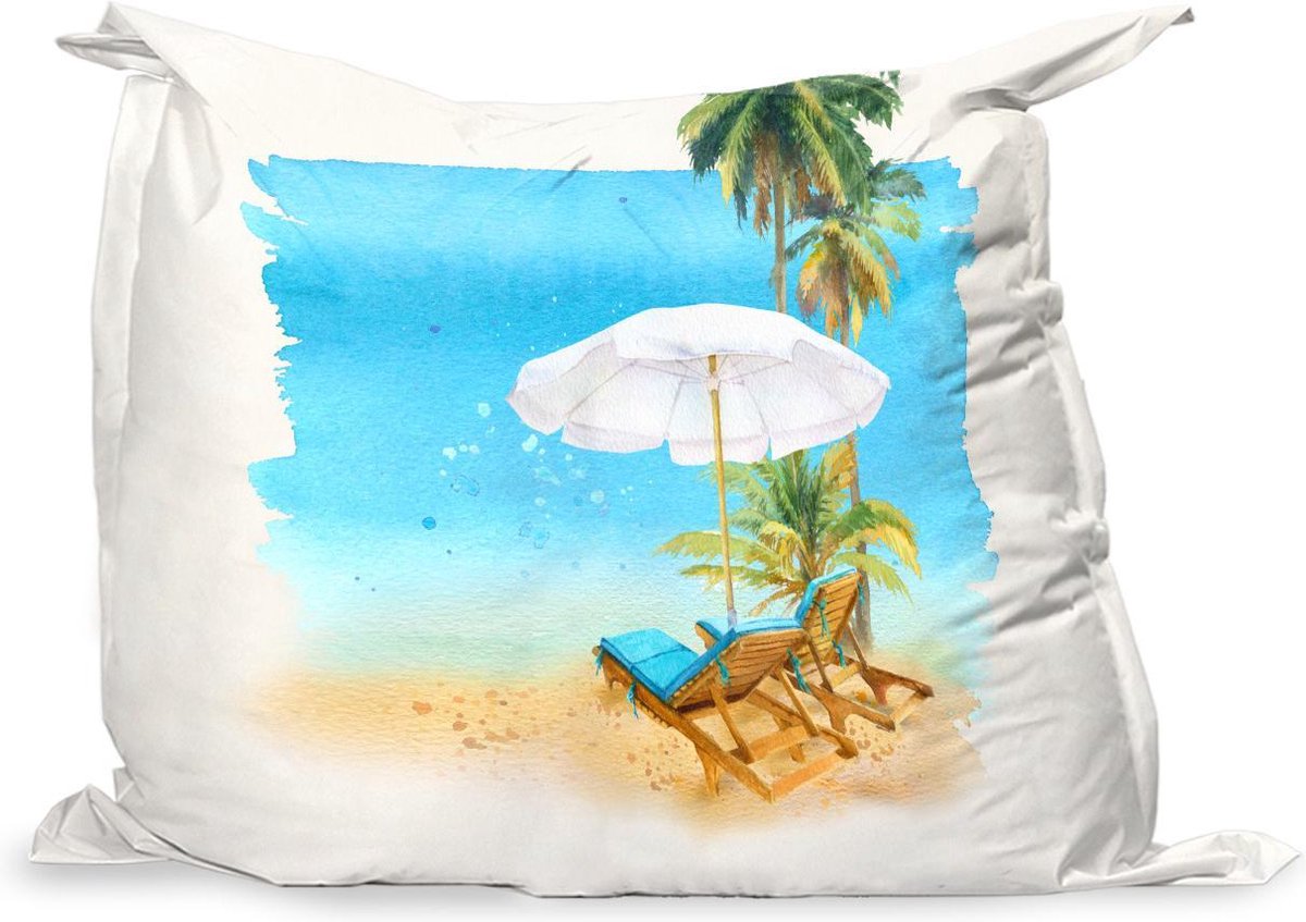 CoussinMonkey pouf - Chaise de plage - Parasol - Palmiers - Aquarelle ...