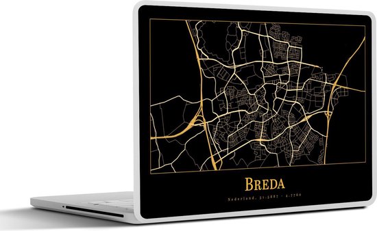 Laptop sticker - 15.6 inch - Kaart - Breda - Goud - Zwart | bol.com