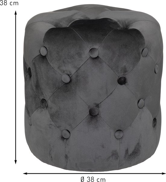 Velvet Poef Ø 38 cm Faron Grijs | bol