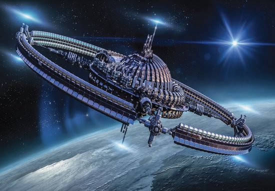 Fotobehang - Vlies Behang - Ruimteschip in de Ruimte - Sterren - Space ...