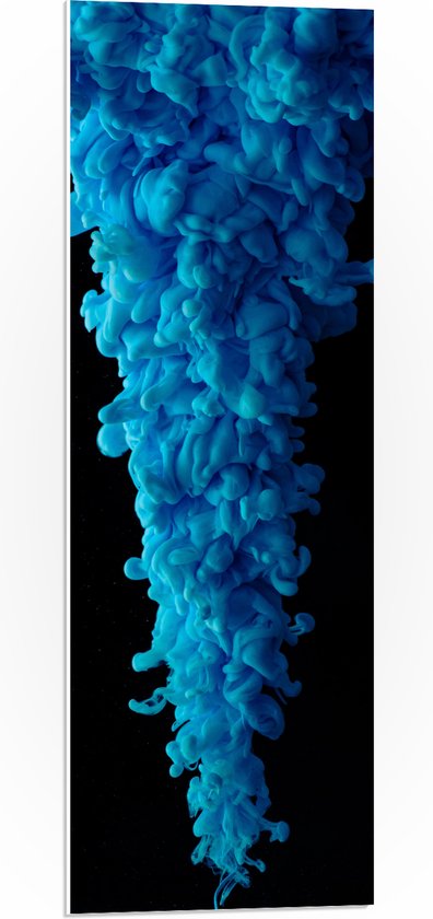 PVC Schuimplaat - Neervallende Blauwe Rook tegen Zwarte Achtergrond ...