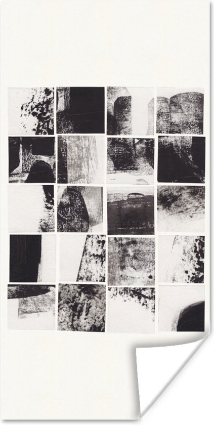 Poster Mozaïek - Abstract - Zwart - Wit - 75x150 cm | bol