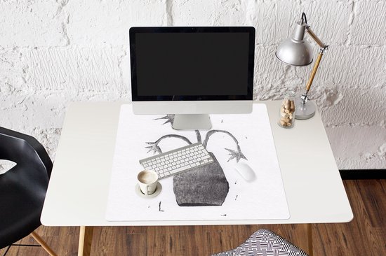 Muismat XXL - Bureau onderlegger - Bureau mat - Plant - Vaas - Zwart ...