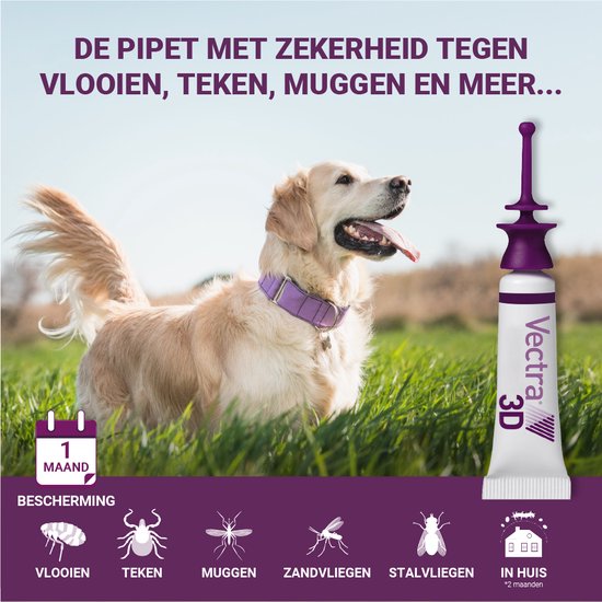 VECTRA 3D Hond - 10 tot 25 kg - Anti Vlooien- en Tekendruppels - 3 ...