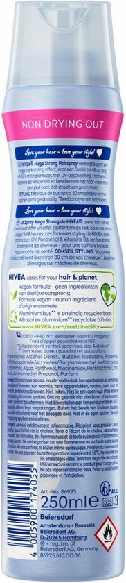 NIVEA Mega Strong Styling Spray - 250 ml - Haarlak | bol