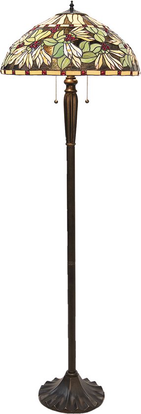 HAES DECO - Tiffany Vloerlamp Ø 51x157 cm Bruin Beige Glas Staande Lamp ...