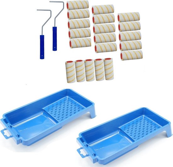 20x verfroller / vachtrollers incl 2 rollerbeugels en 2 verfbakken - 10 ...