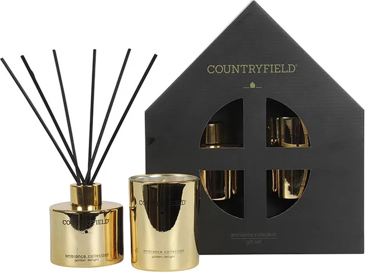 Countryfield Golden Delight Gift Box geurstokjes en kaars Goud | bol.com