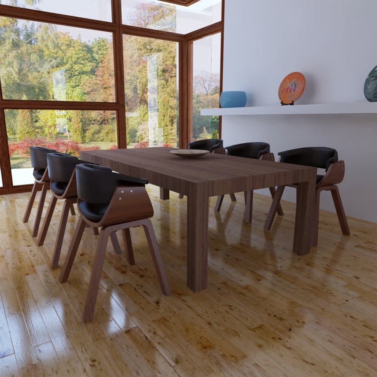 Furniture Limited - Eetkamerstoelen 6 st gebogen hout en kunstleer ...