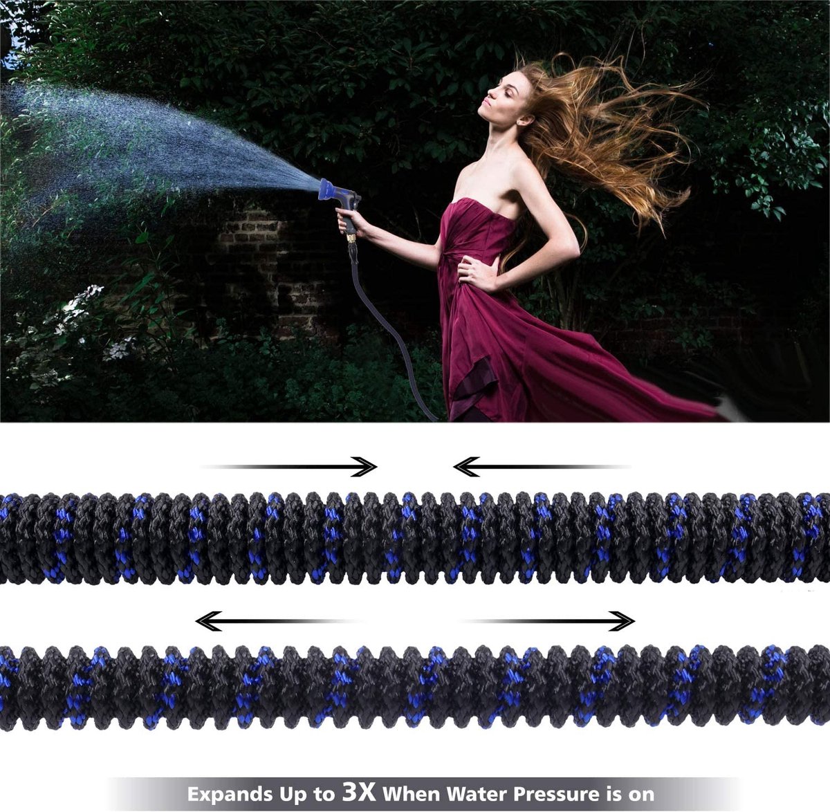 Flexibele tuinslang 22,5 m waterslang uitbreidbare rekbare flexibele ...