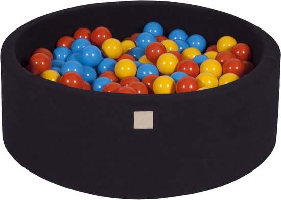 Ballenbak KATOEN Zwart - 90x30 incl. 200 ballen - Geel, Oranje, Blauw ...